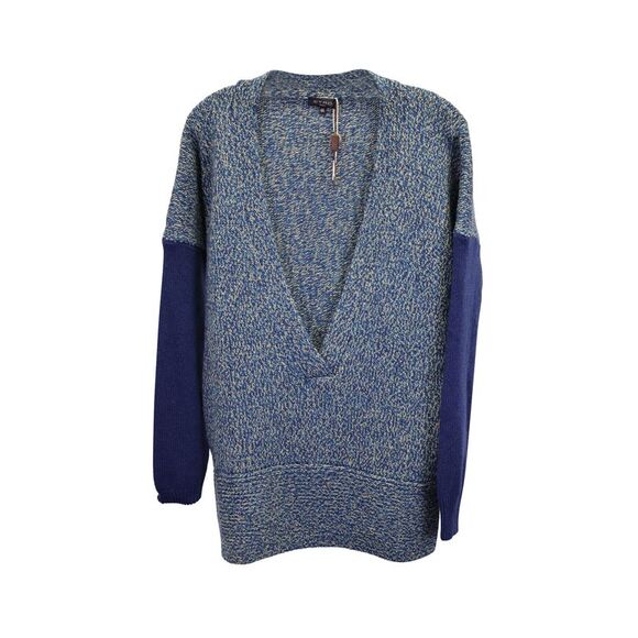 Etro | Sweaters | Etro Twotoned Vfront Sweater In Blue Wool And ...